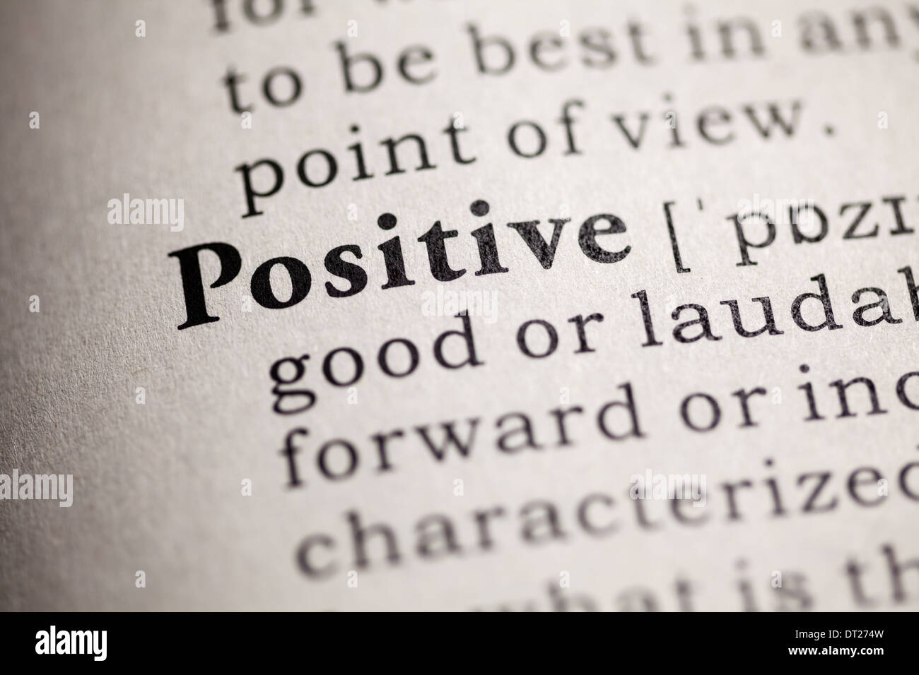 Fake Dictionary, Dictionary definition of the word positive Stock Photo ...