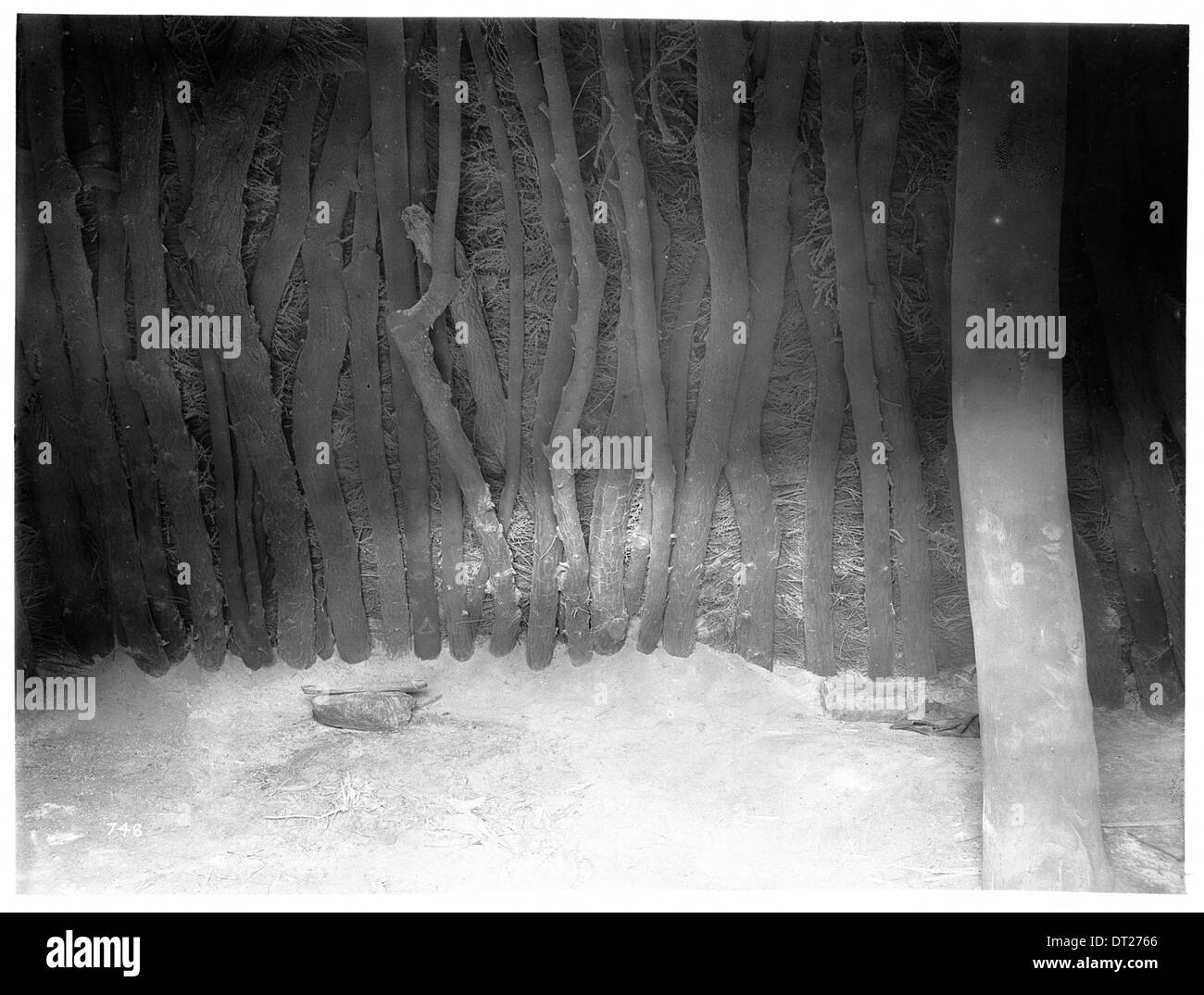 The interior of an Indian dug-out home on Warner's Ranch, captured ...