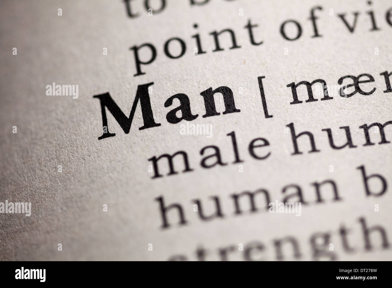 Fake Dictionary, definition of the word man Stock Photo - Alamy