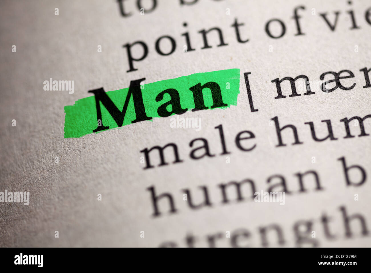 Fake Dictionary, definition of the word man Stock Photo - Alamy
