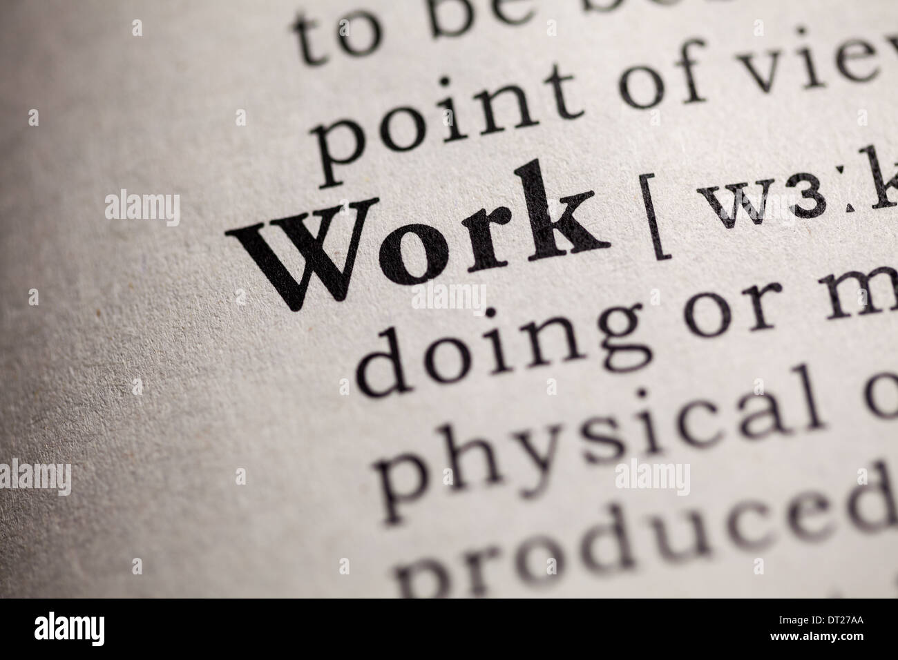 Fake Dictionary, definition of the word work Stock Photo - Alamy