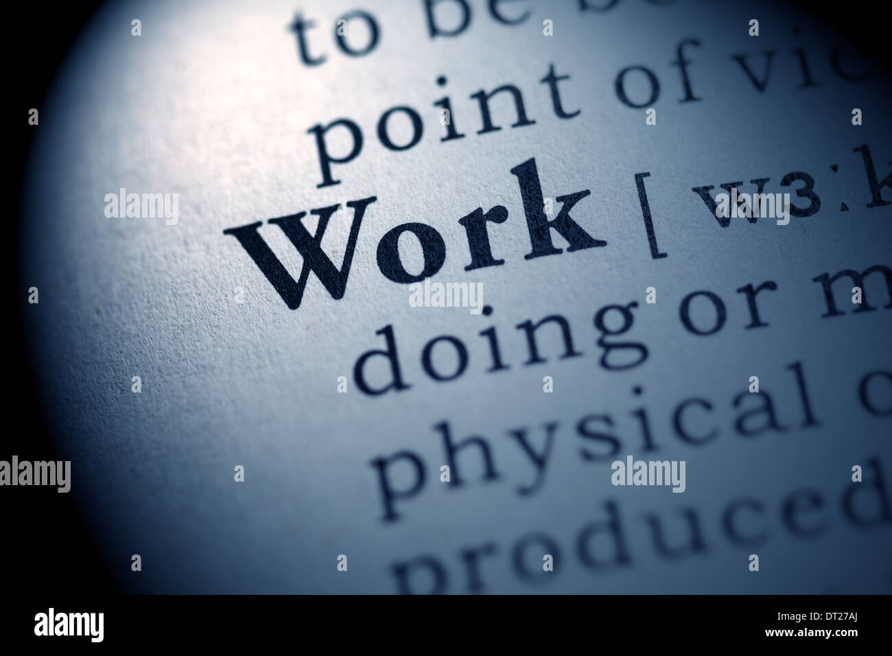 Fake Dictionary, definition of the word work Stock Photo - Alamy