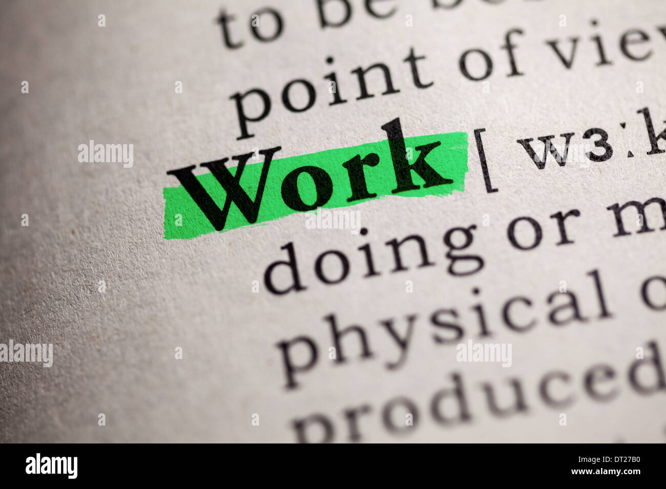 Fake Dictionary, definition of the word work Stock Photo - Alamy