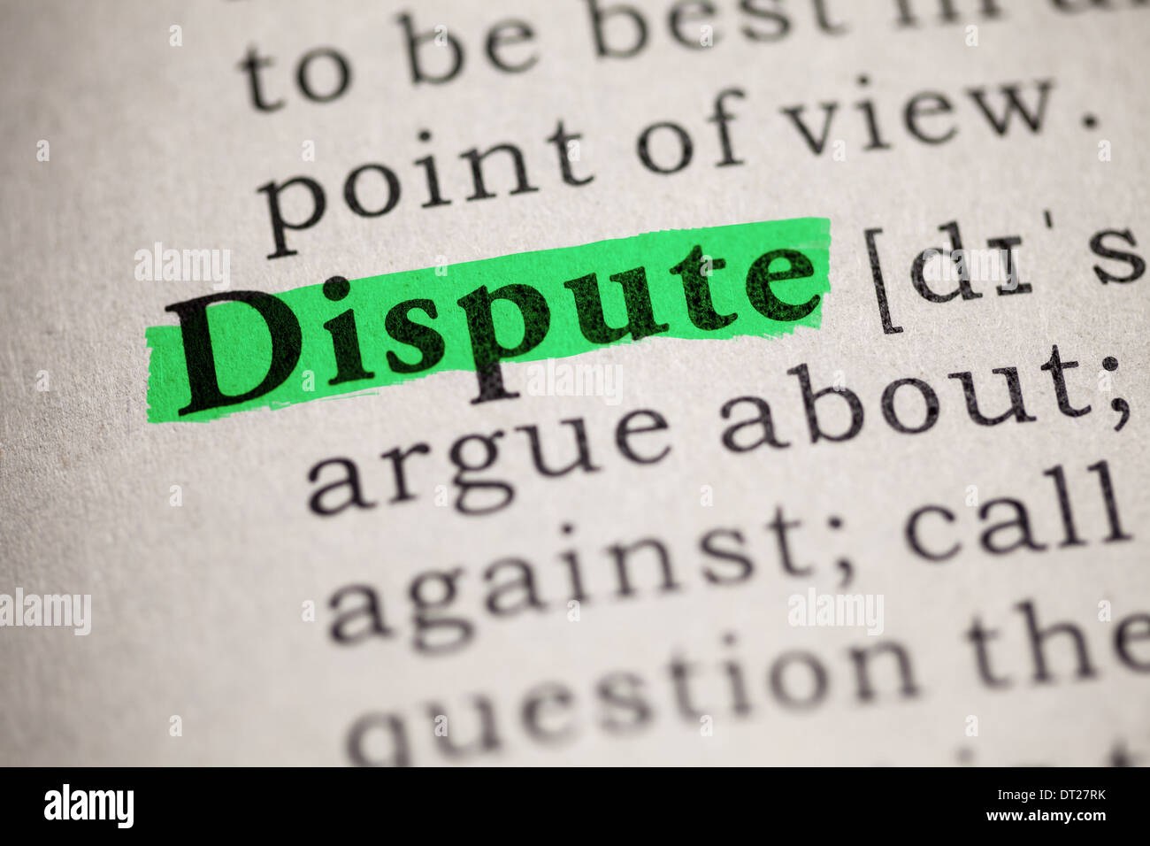 Fake Dictionary, definition of the word dispute Stock Photo - Alamy