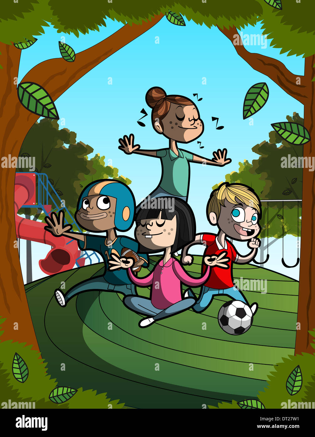 Illustrative image of children performing different activities ...