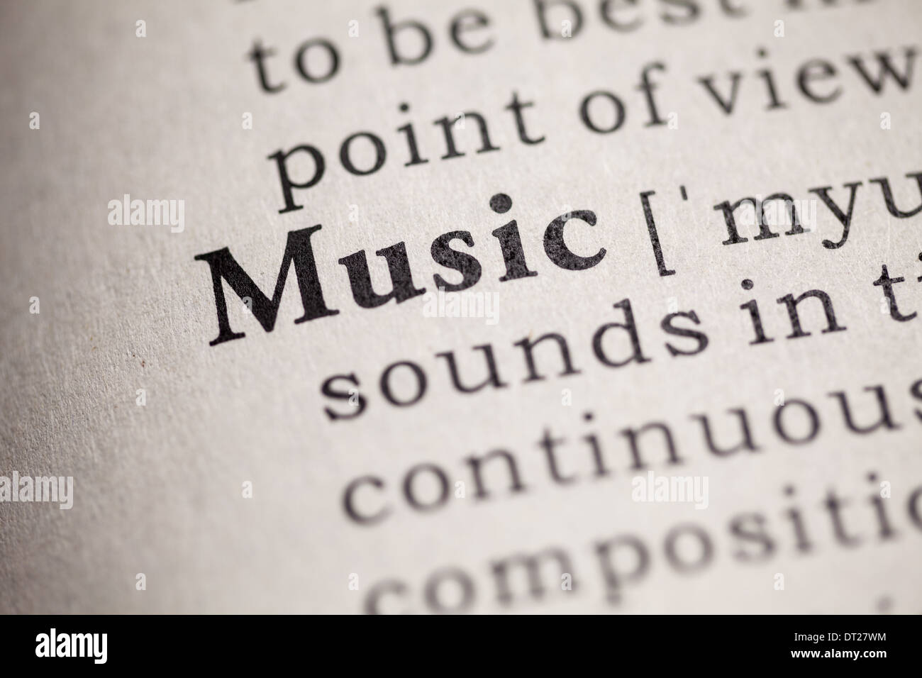 Fake Dictionary, definition of the word music Stock Photo - Alamy