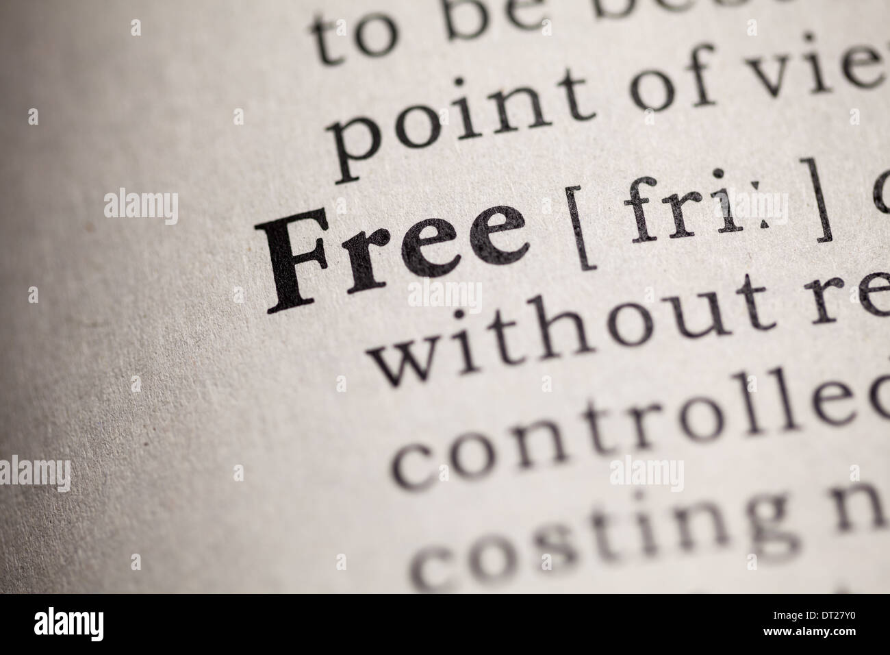 Fake Dictionary, definition of the word free Stock Photo - Alamy
