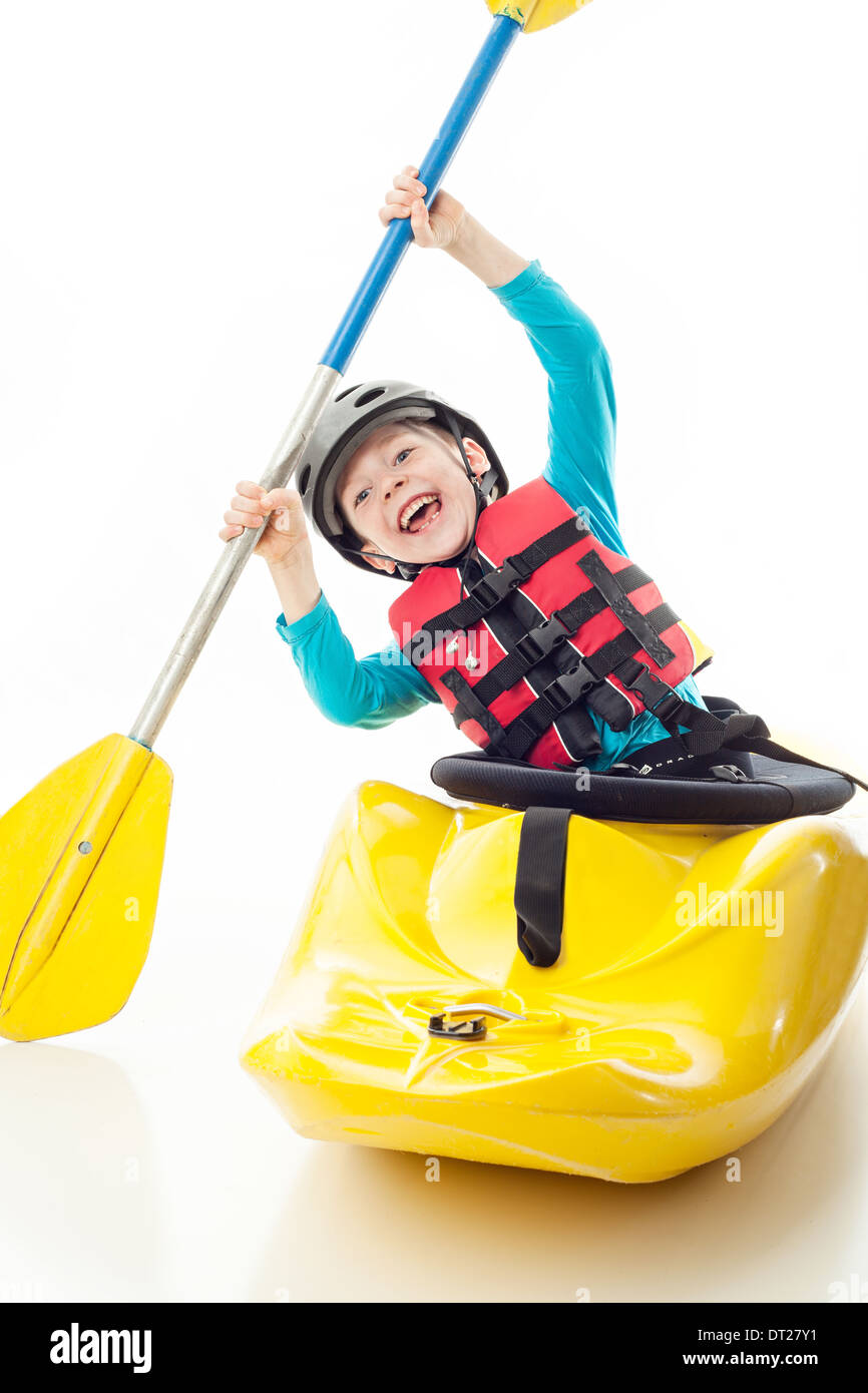 Young whitewater paddler with his boat, studio shot Stock Photo - Alamy
