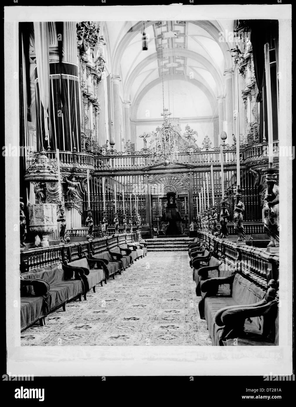 A photograph showing the interior of a cathedral in Mexico City, Mexico ...