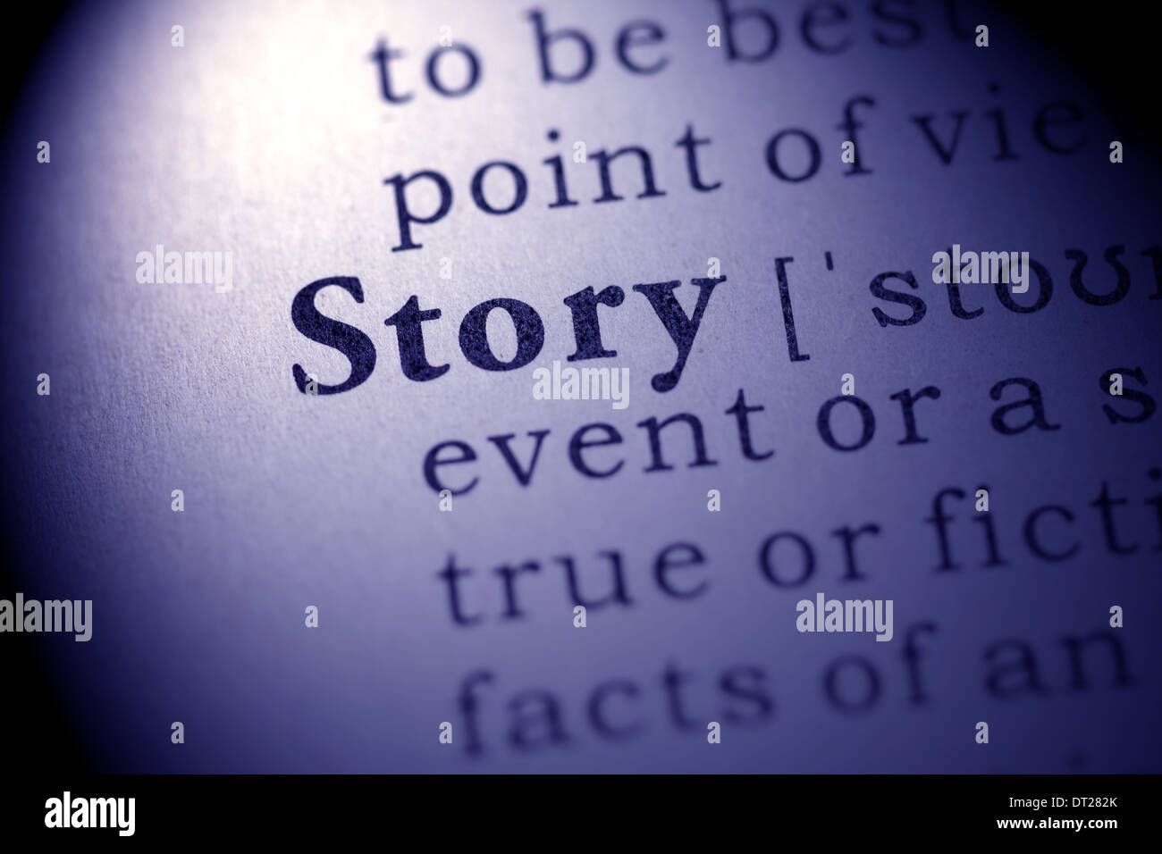 Fake Dictionary, definition of the word story Stock Photo - Alamy