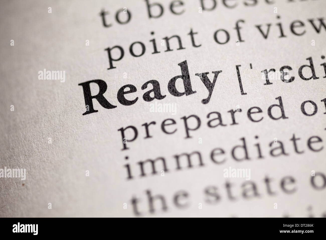 Fake Dictionary, definition of the word ready Stock Photo - Alamy
