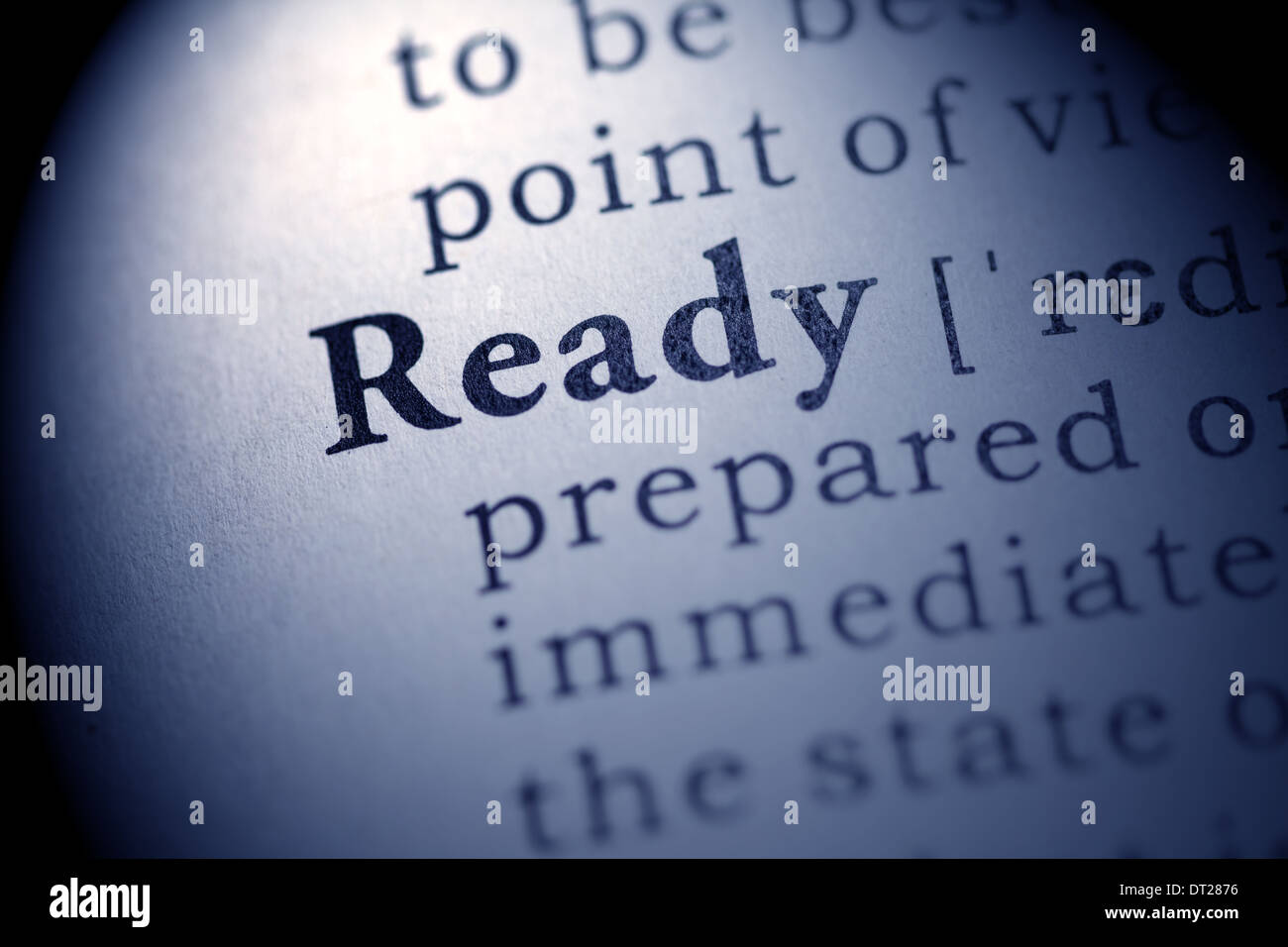 Fake Dictionary, definition of the word ready Stock Photo - Alamy
