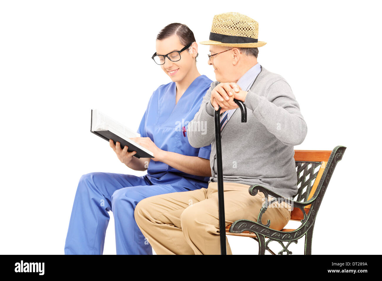 Nurse sitting on bench hi-res stock photography and images - Alamy