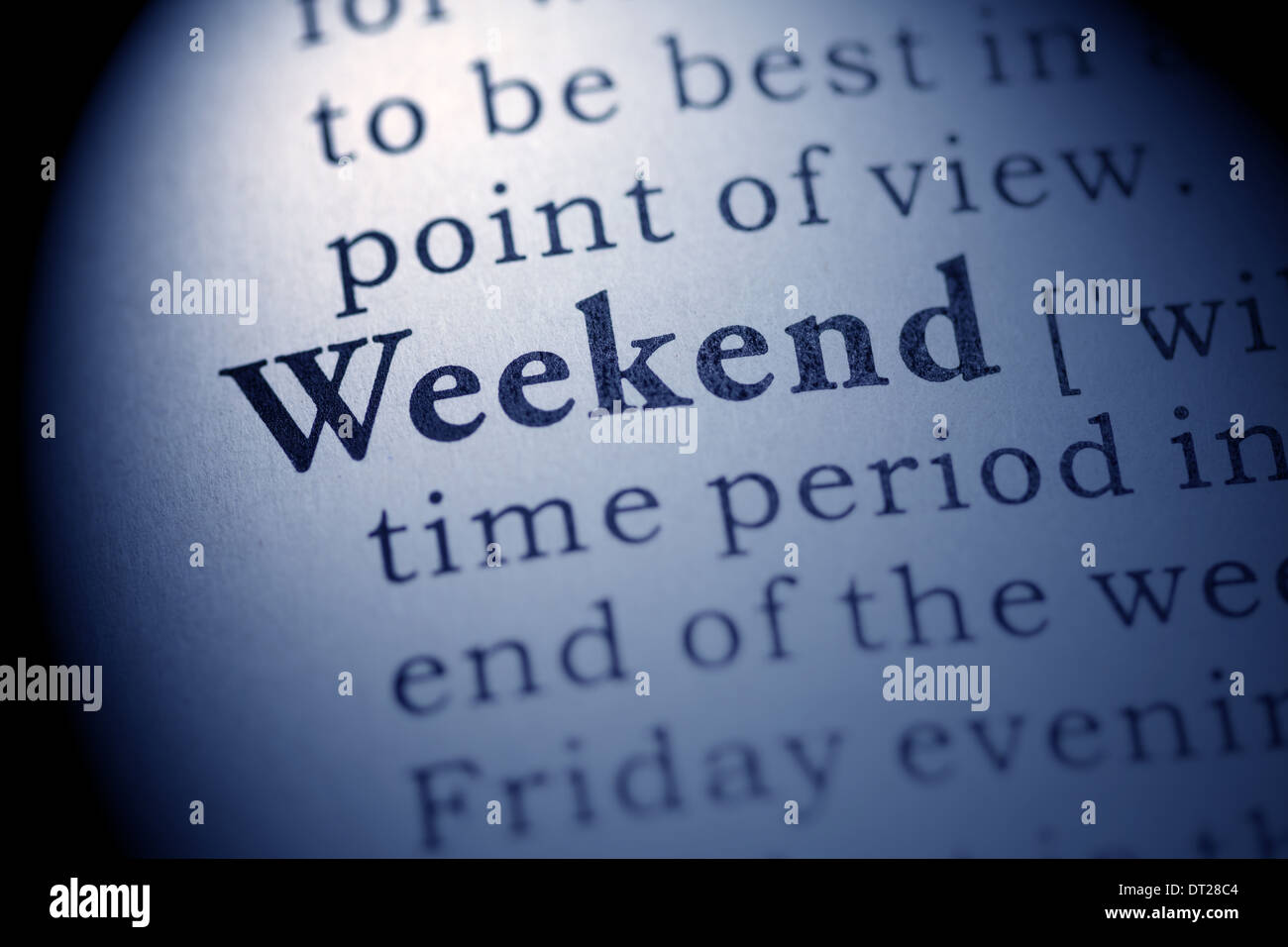 Fake Dictionary, definition of the word weekend Stock Photo - Alamy