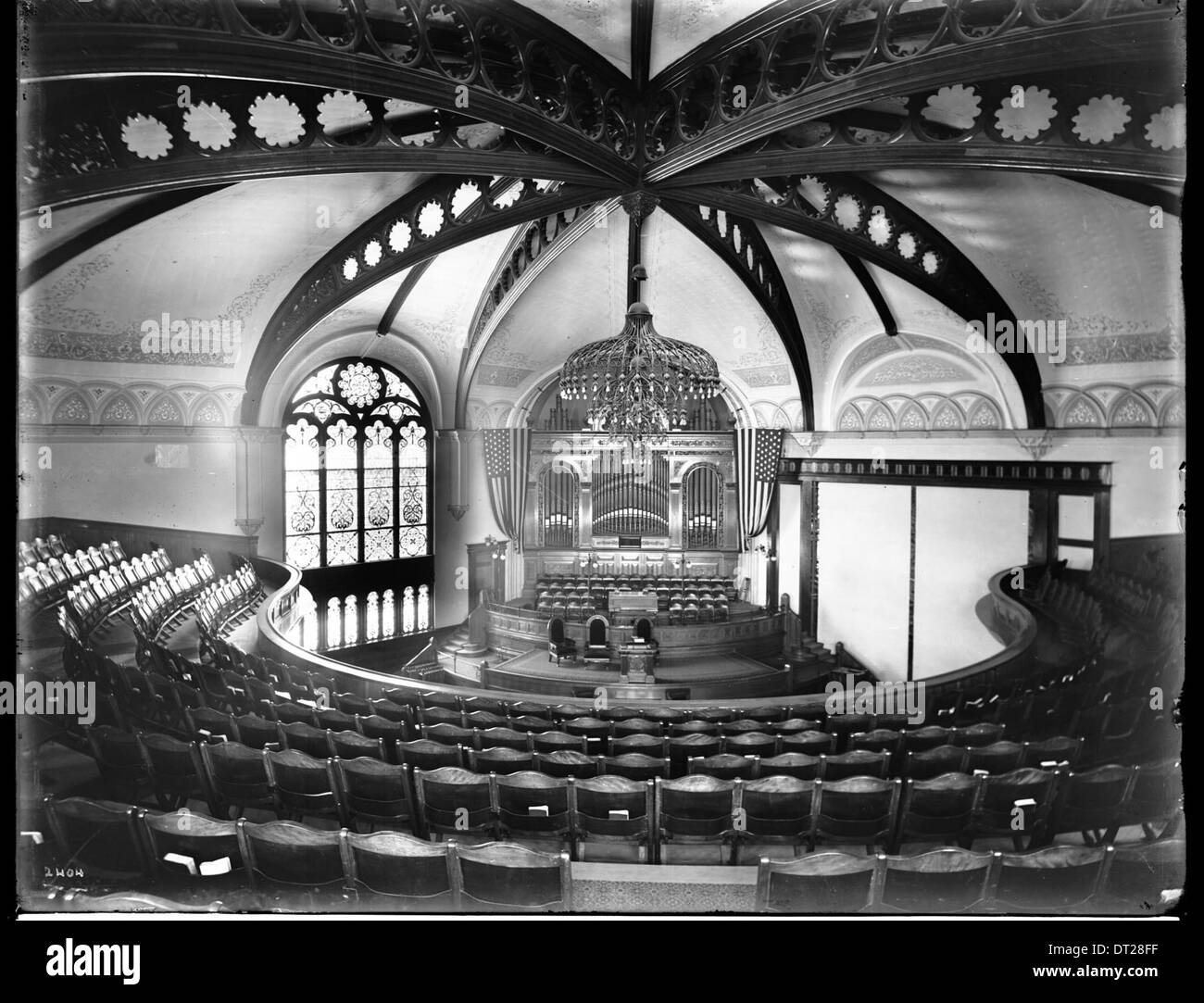 The interior of the First Methodist Episcopal Church at Sixth and Hill ...