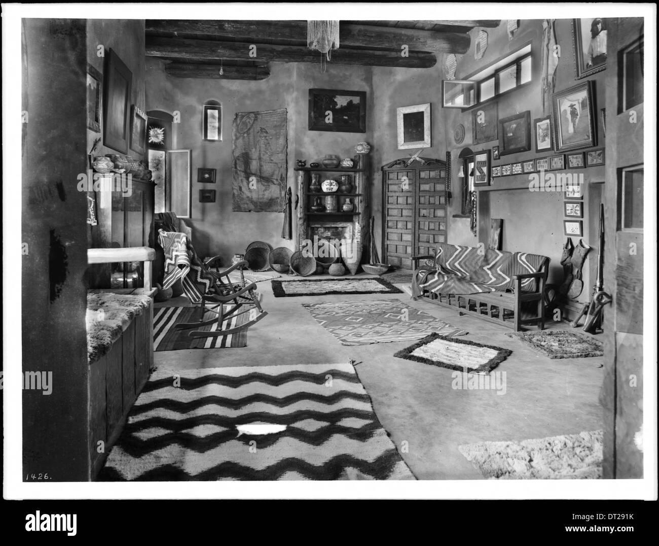 This photograph shows an interior view of 'El Alisal', the home of ...