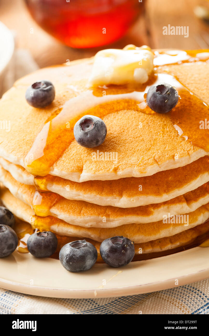 Homemade Buttermilk Pancakes with Blueberries and Syrup for Breakfast ...