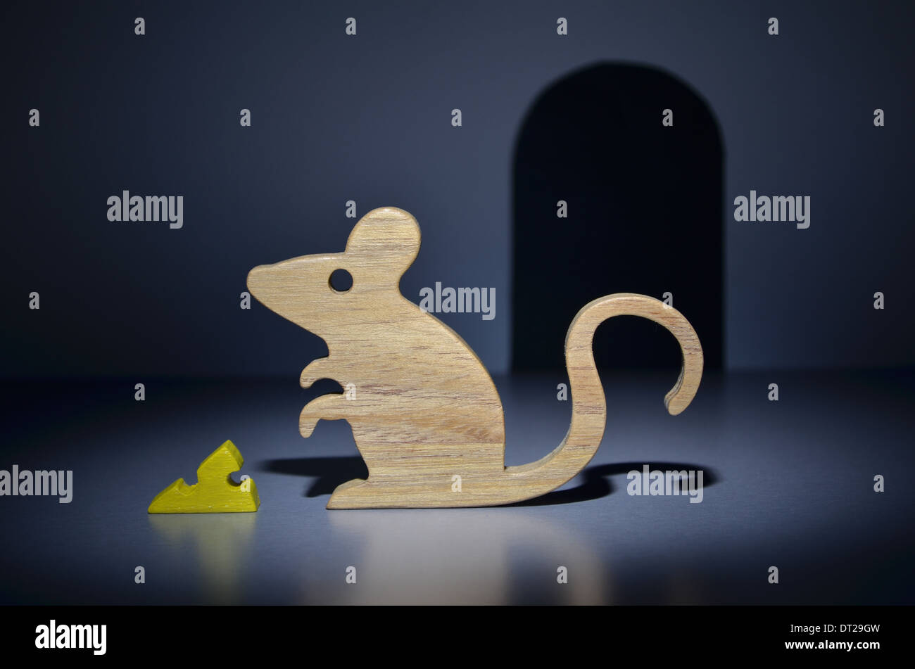 Hand fretted oak mouse with cheese, cut from recycled oak panel Stock ...