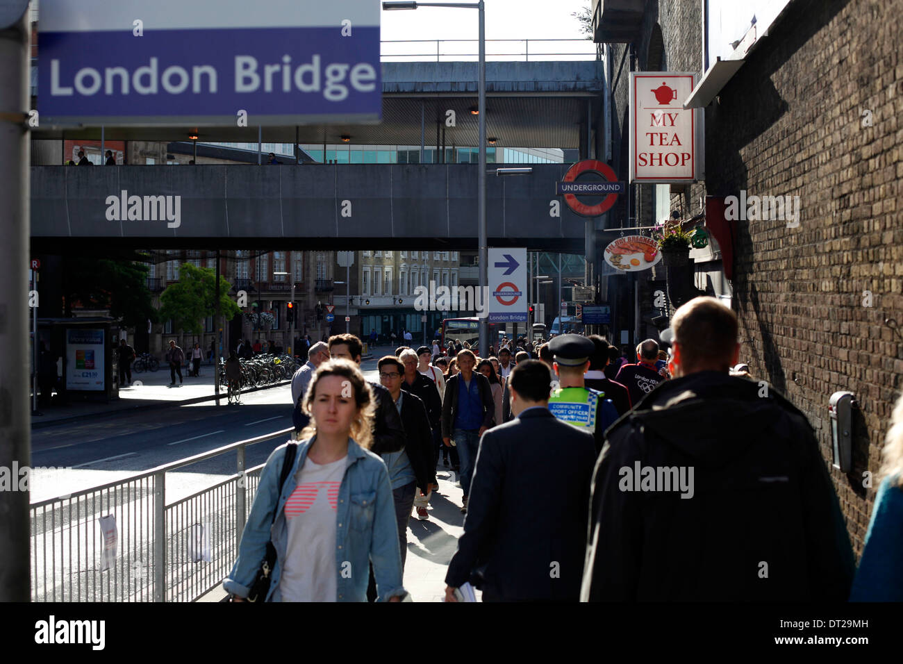 Commuters are seen on the platform of the Jubilee line at London Bridge ...
