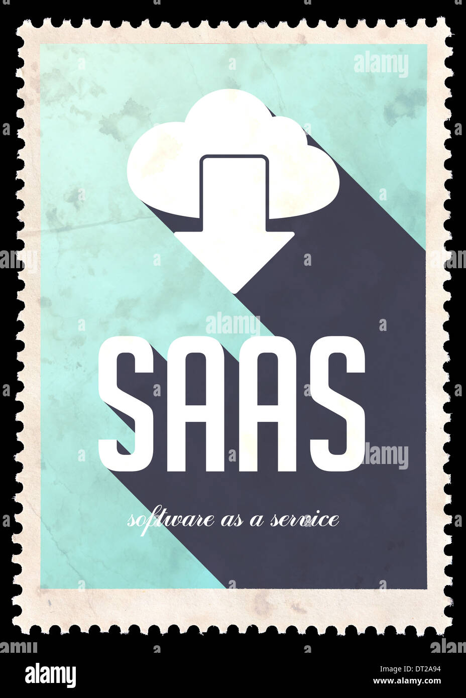 SAAS Concept on Blue Color in Flat Design Stock Photo - Alamy