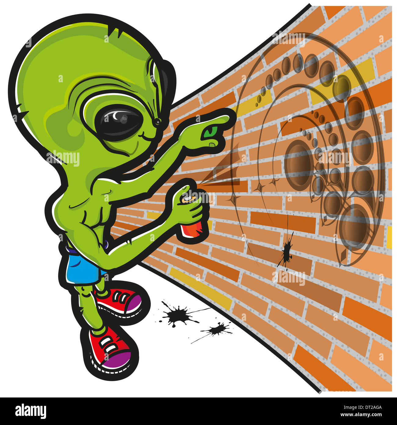 This file represents an alien that is drawing a crop circle in a wall ...