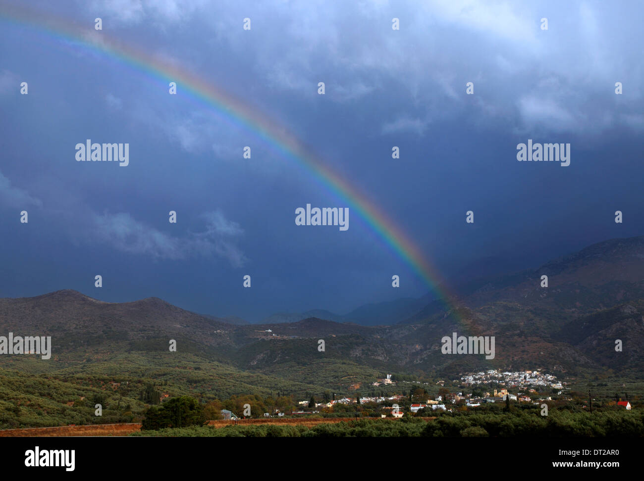 Rainbow over Gonies & Avdou villages, Hersonissos municipality ...