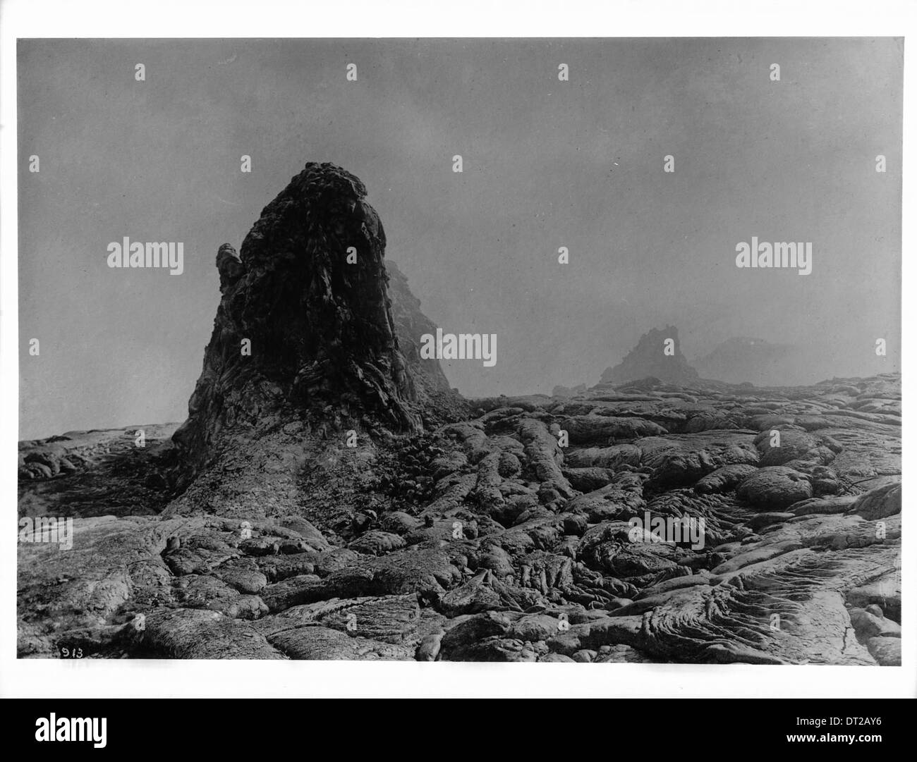 Lava cones at Volcano Kilauea in Hawaii, photographed in 1907, showing ...