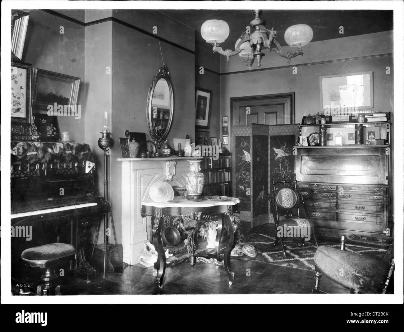 This photograph shows the library in the home of Ina D. Coolbrith on ...