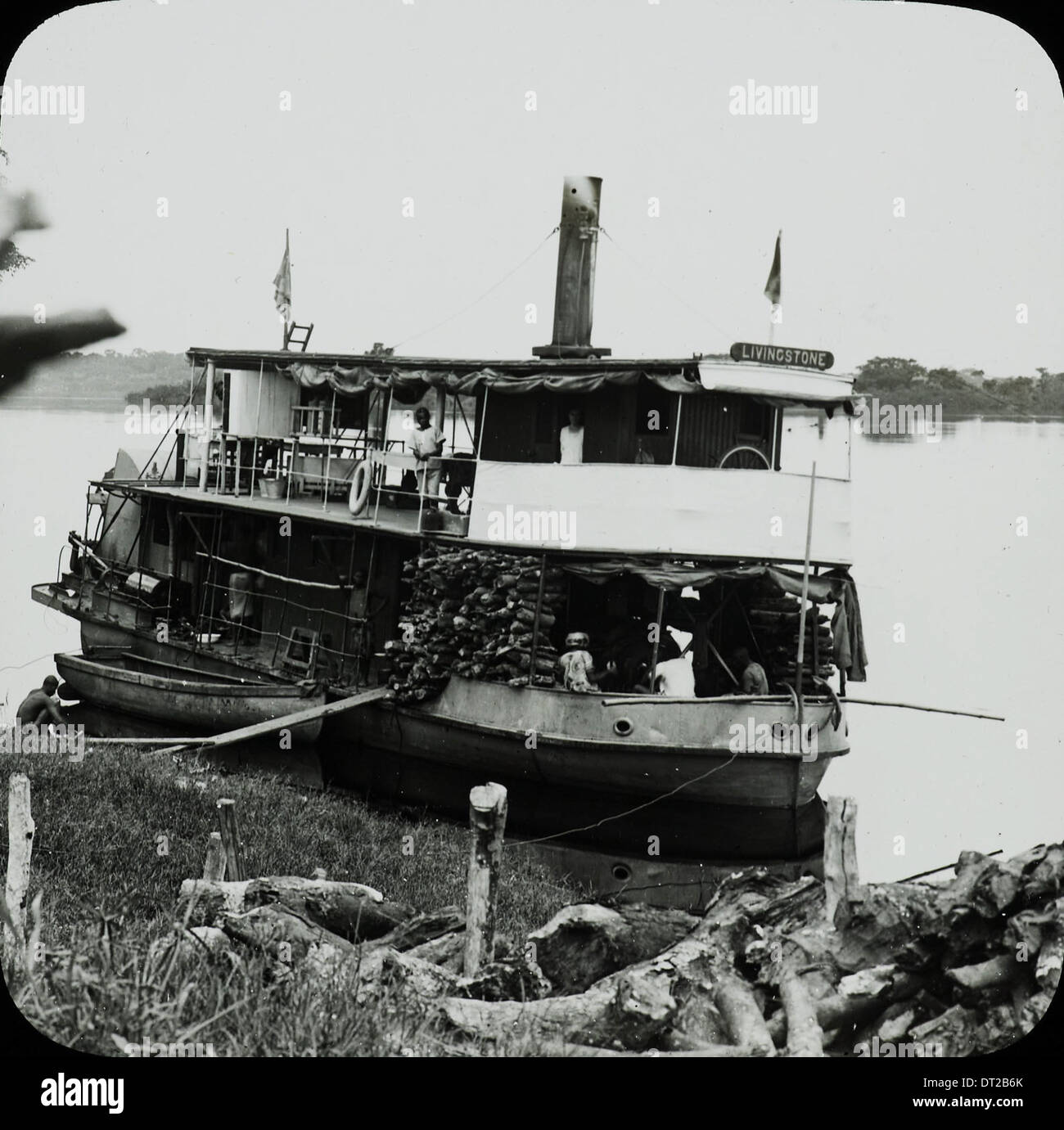 This photograph shows the Livingstone steamer in the Congo between 1902 ...