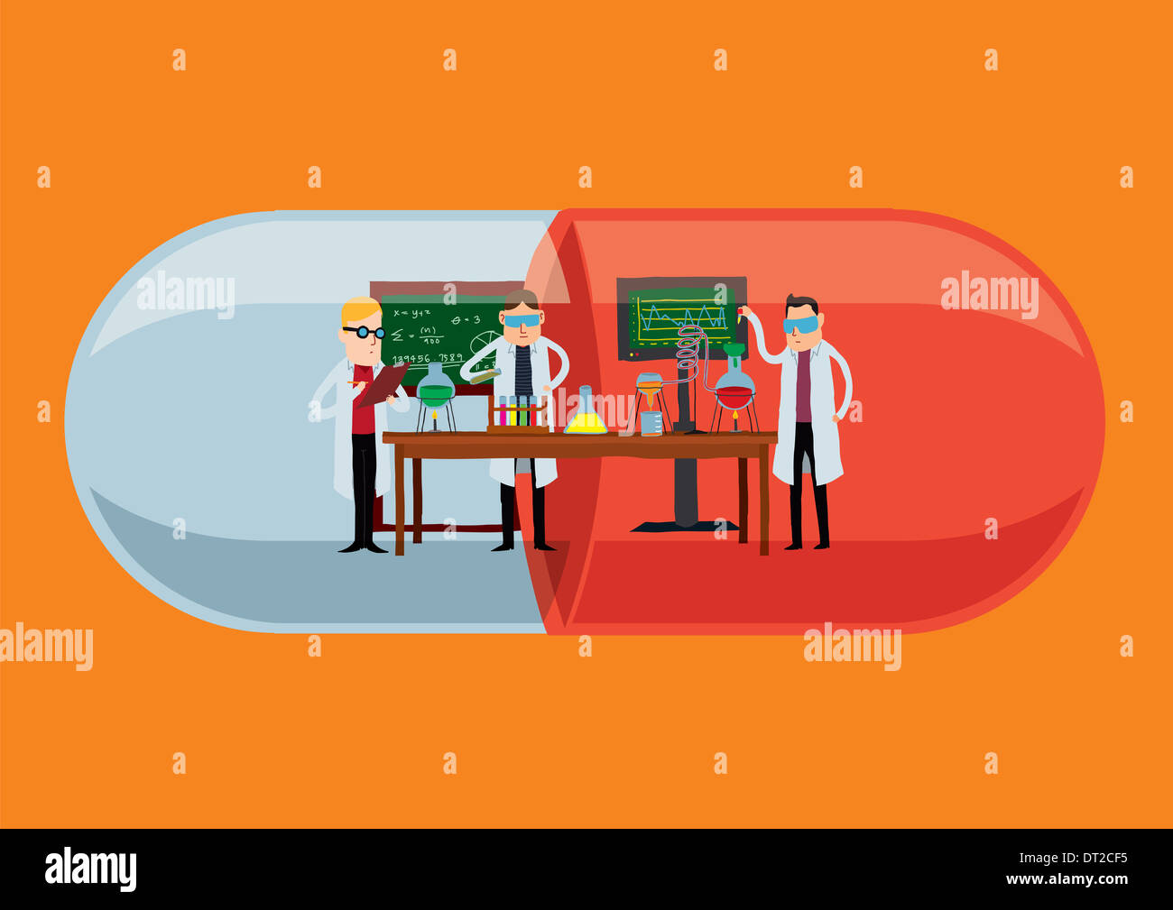 Illustrative image of scientists experimenting in laboratory shaped ...