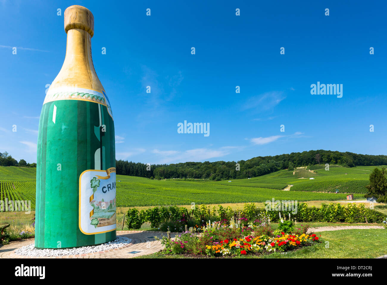 Giant champagne bottle along the Champagne Tourist Route at Cramant in ...