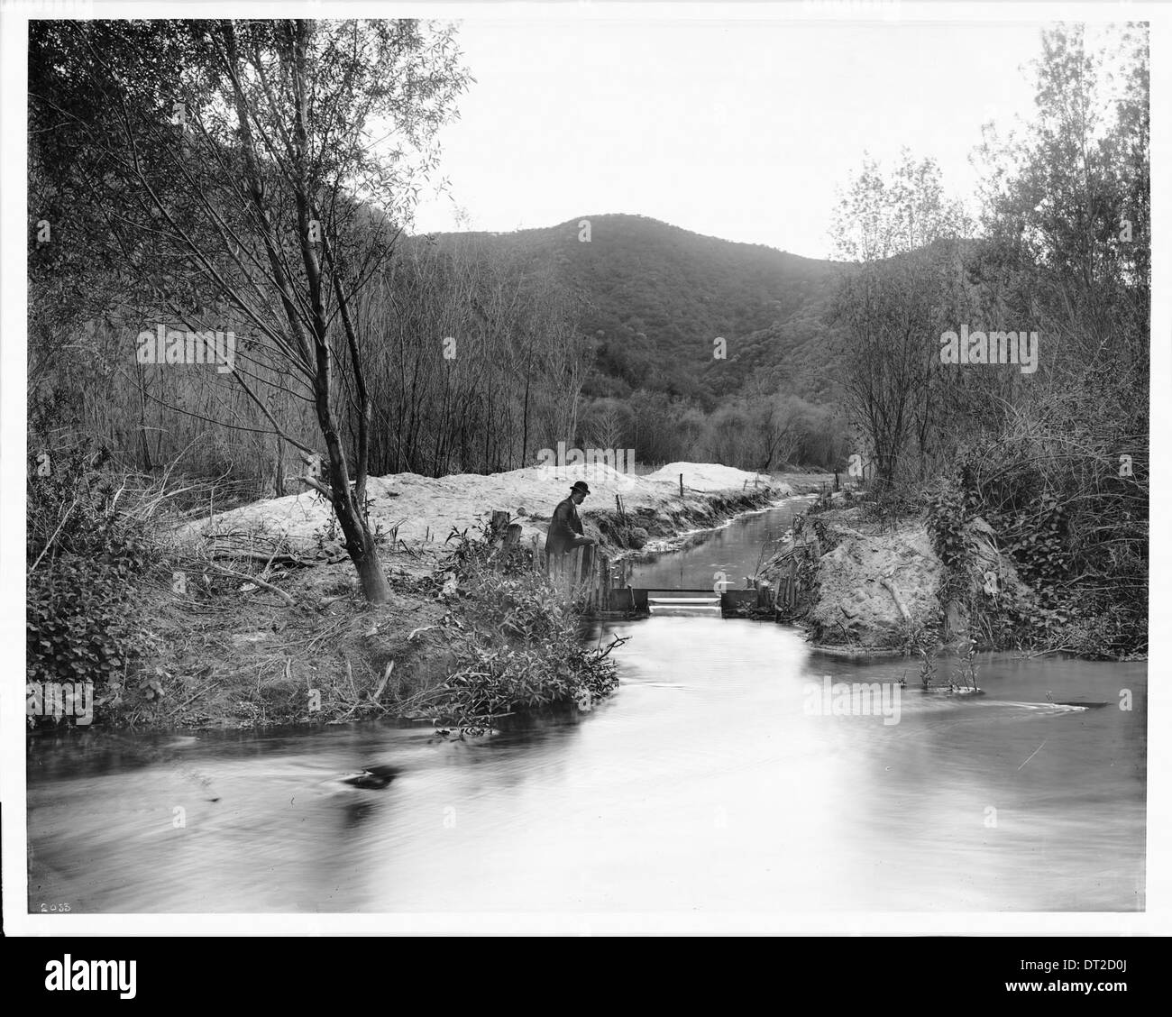 A photograph of the Los Angeles River at Griffith Park, taken between ...
