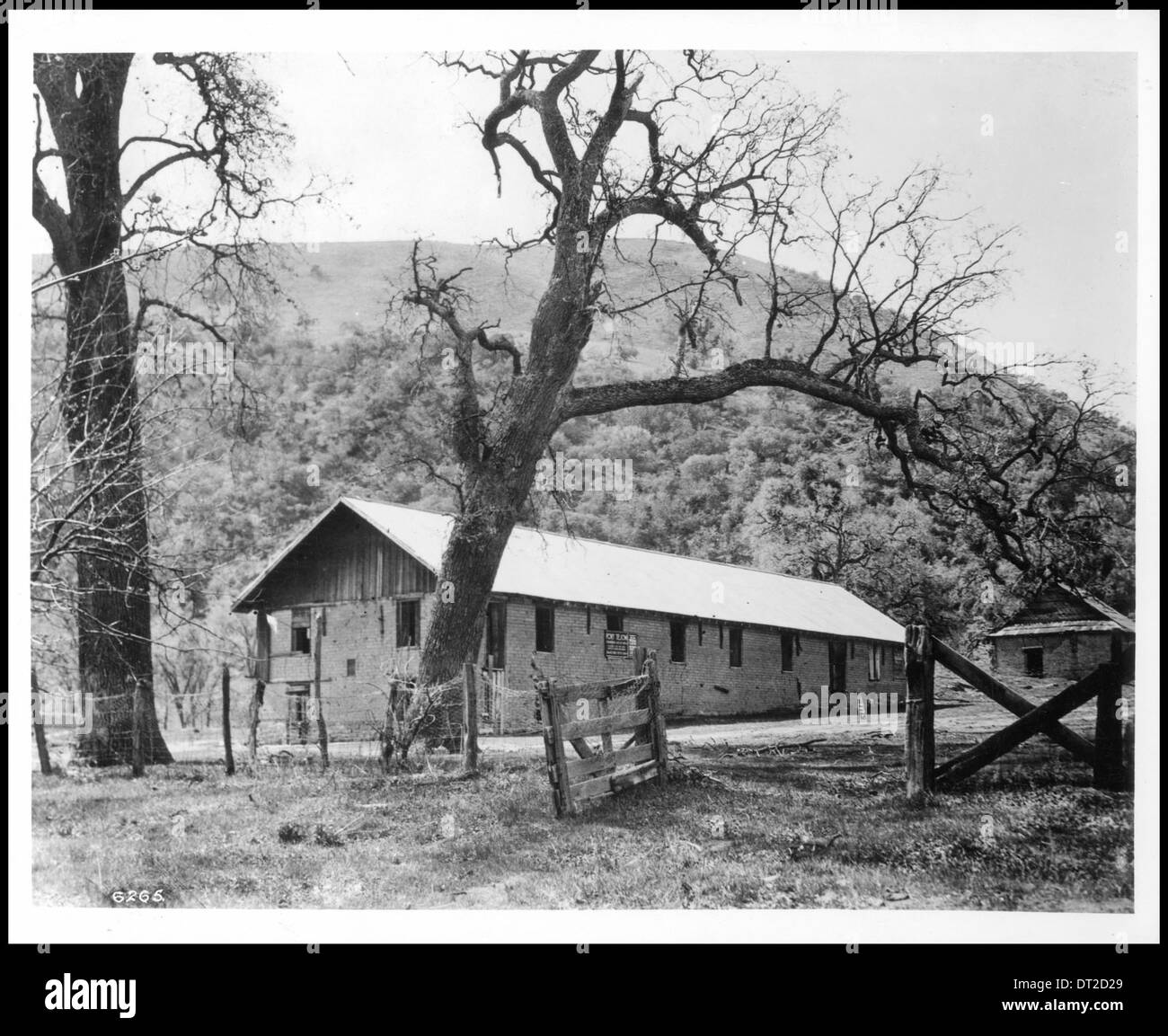 A photograph of the main barracks at Fort Tejon, California, taken in ...