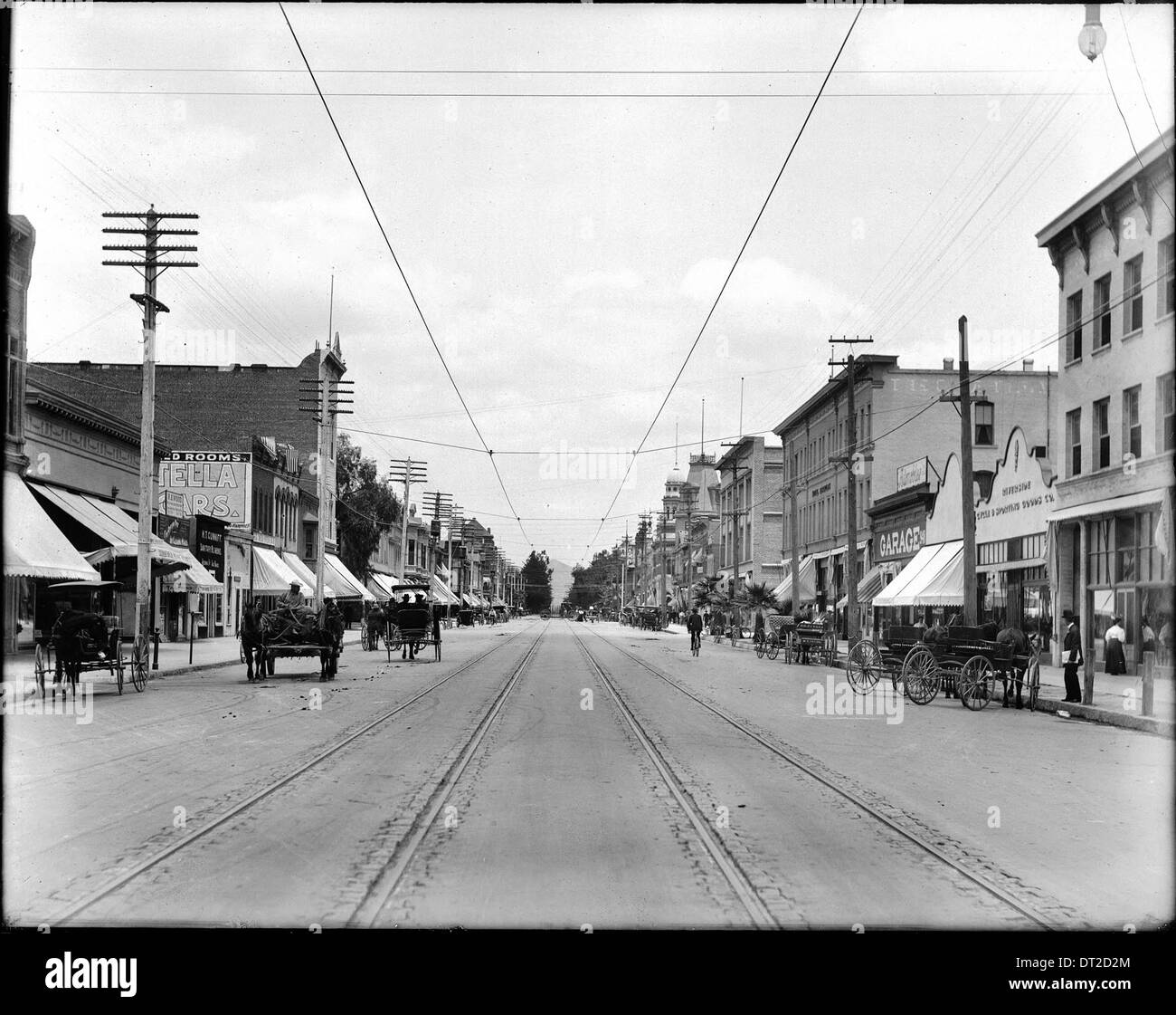 A view of Main Street in Riverside, California, looking north around ...