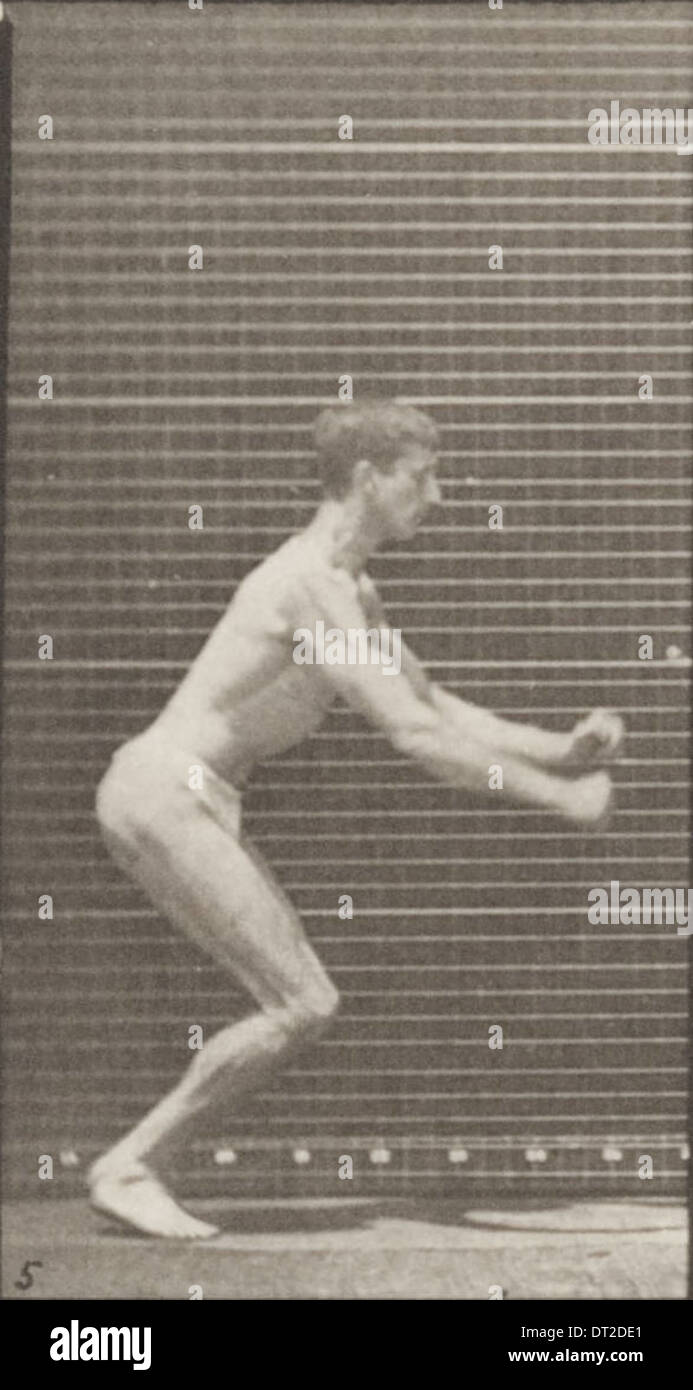 A man is shown standing and jumping while wearing a pelvis cloth ...