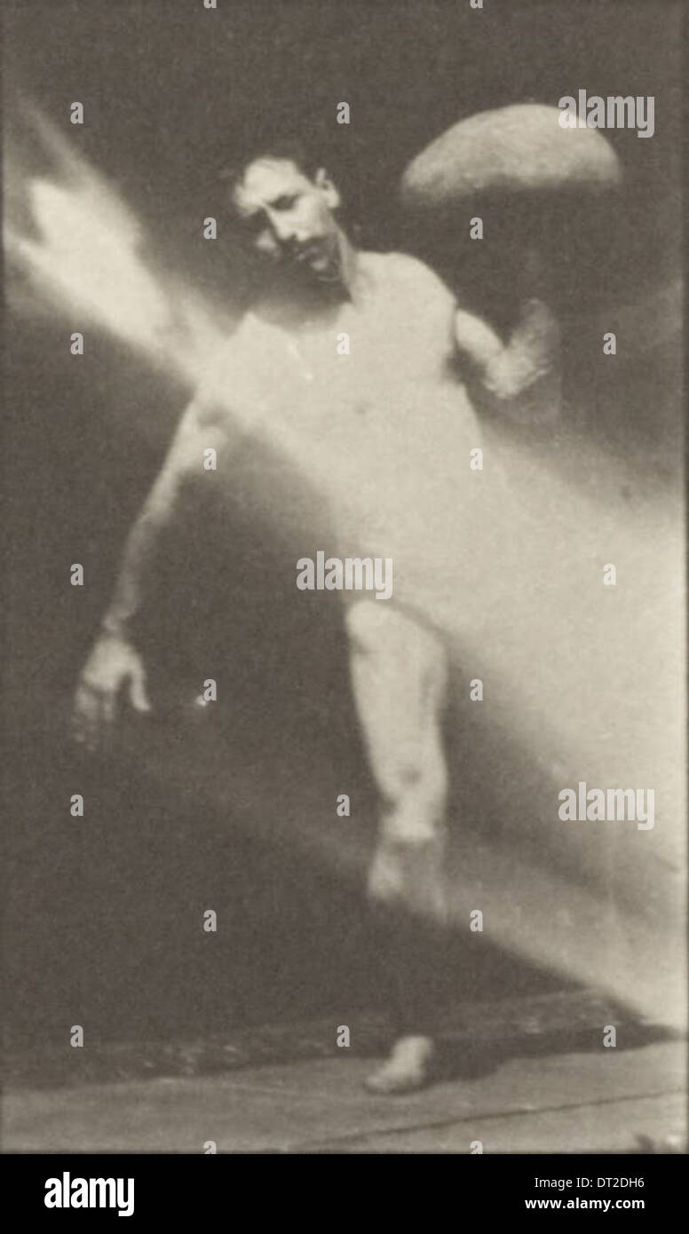 Man in pelvis cloth striking a blow, throwing a disk, heaving a 75-lb ...