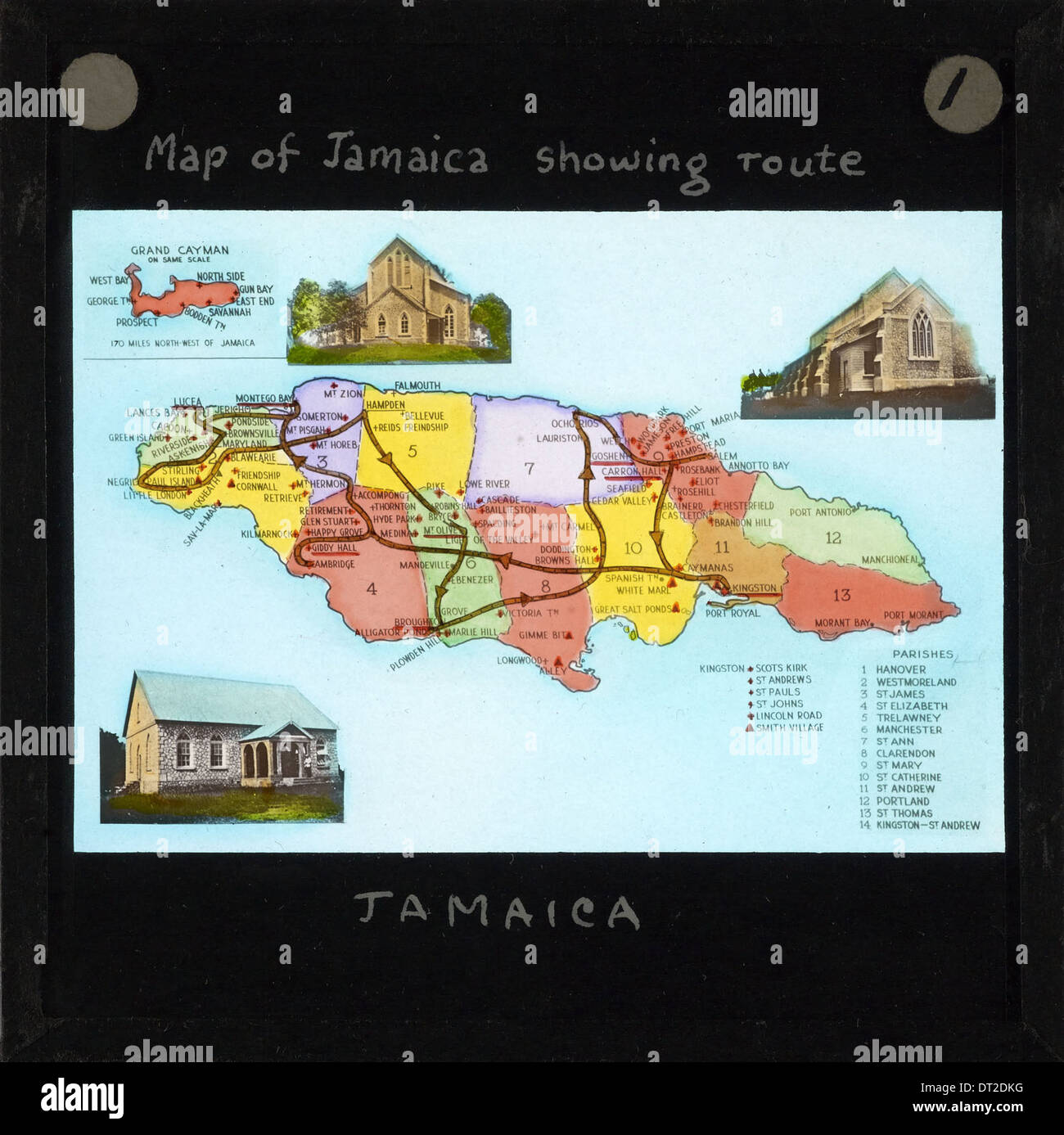 A historical map of Jamaica highlighting churches of Scottish origin ...