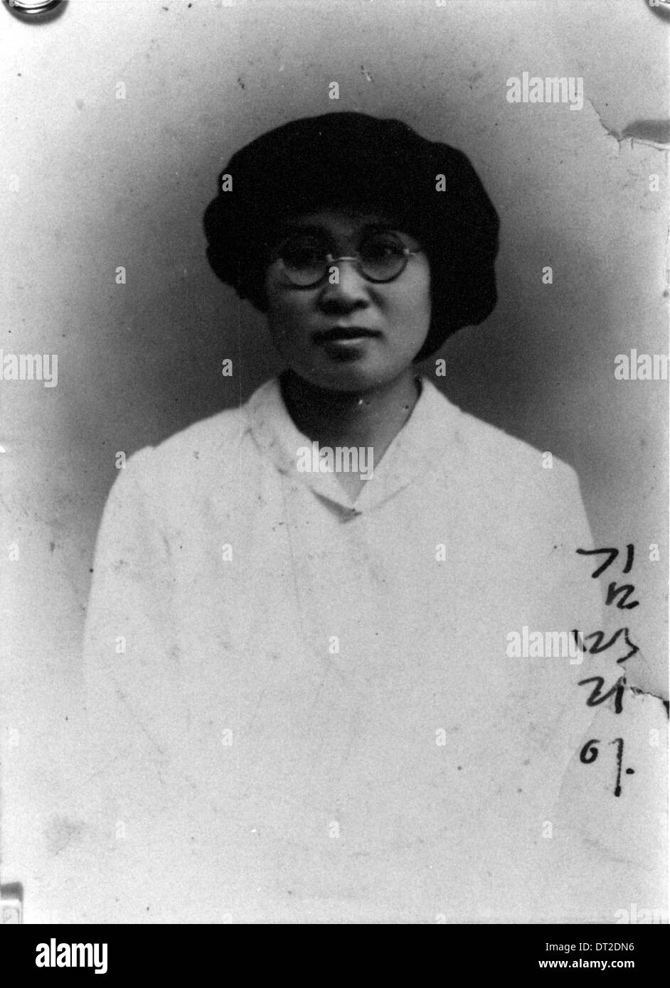 A historical portrait of Maria Kim, captured in a vintage photograph ...