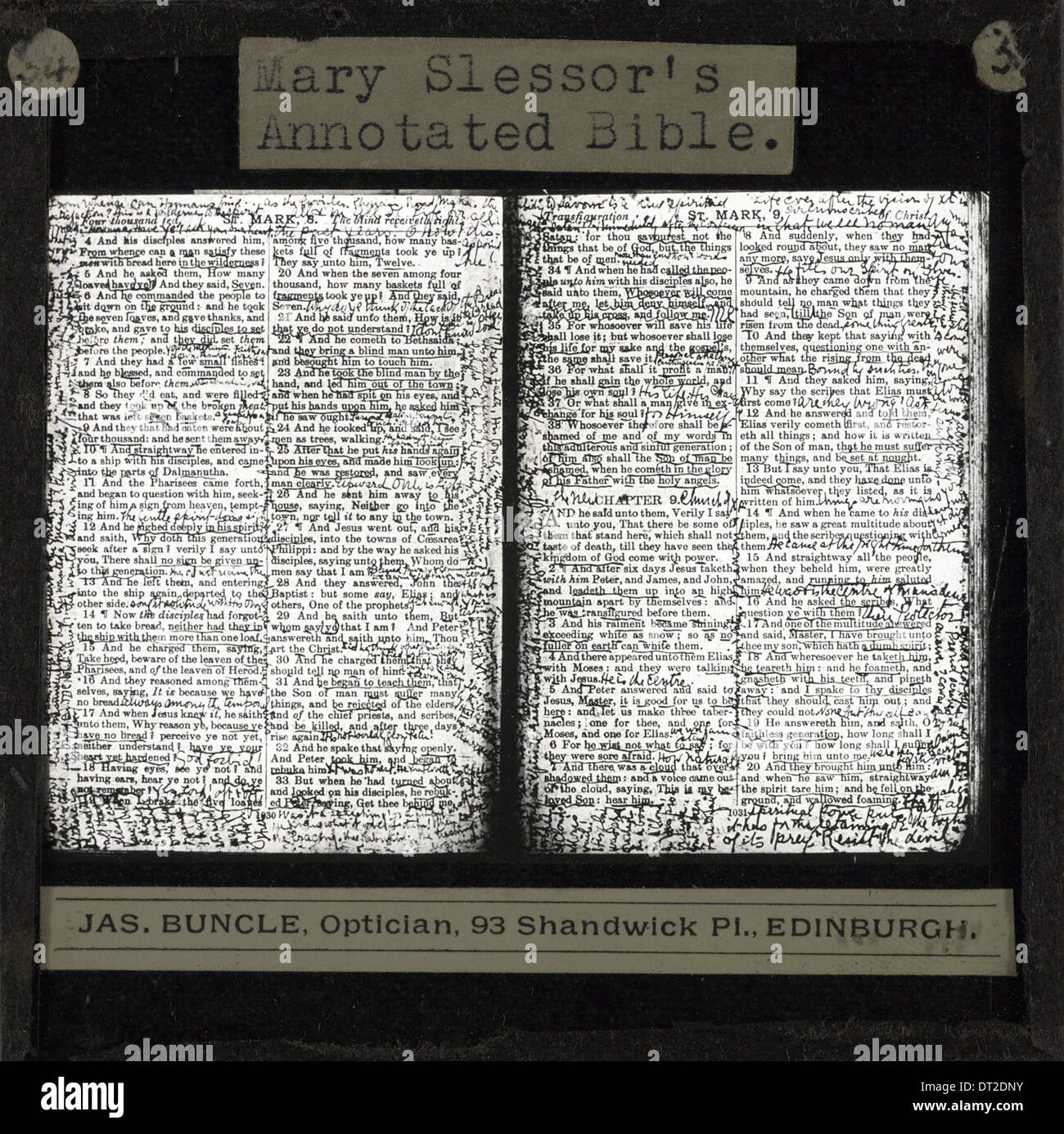 A photograph of Mary Slessor's annotated Bible, reflecting the ...