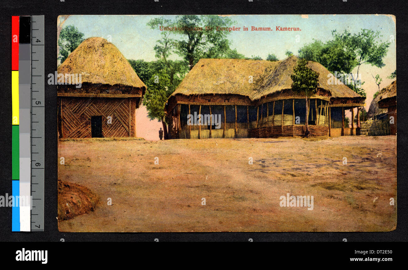 A photograph of missionary housing in Bamum village, Cameroon, taken ...