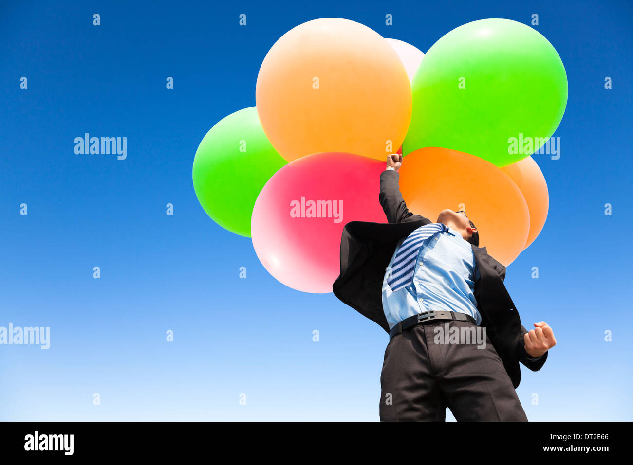 Person Flying With Balloons