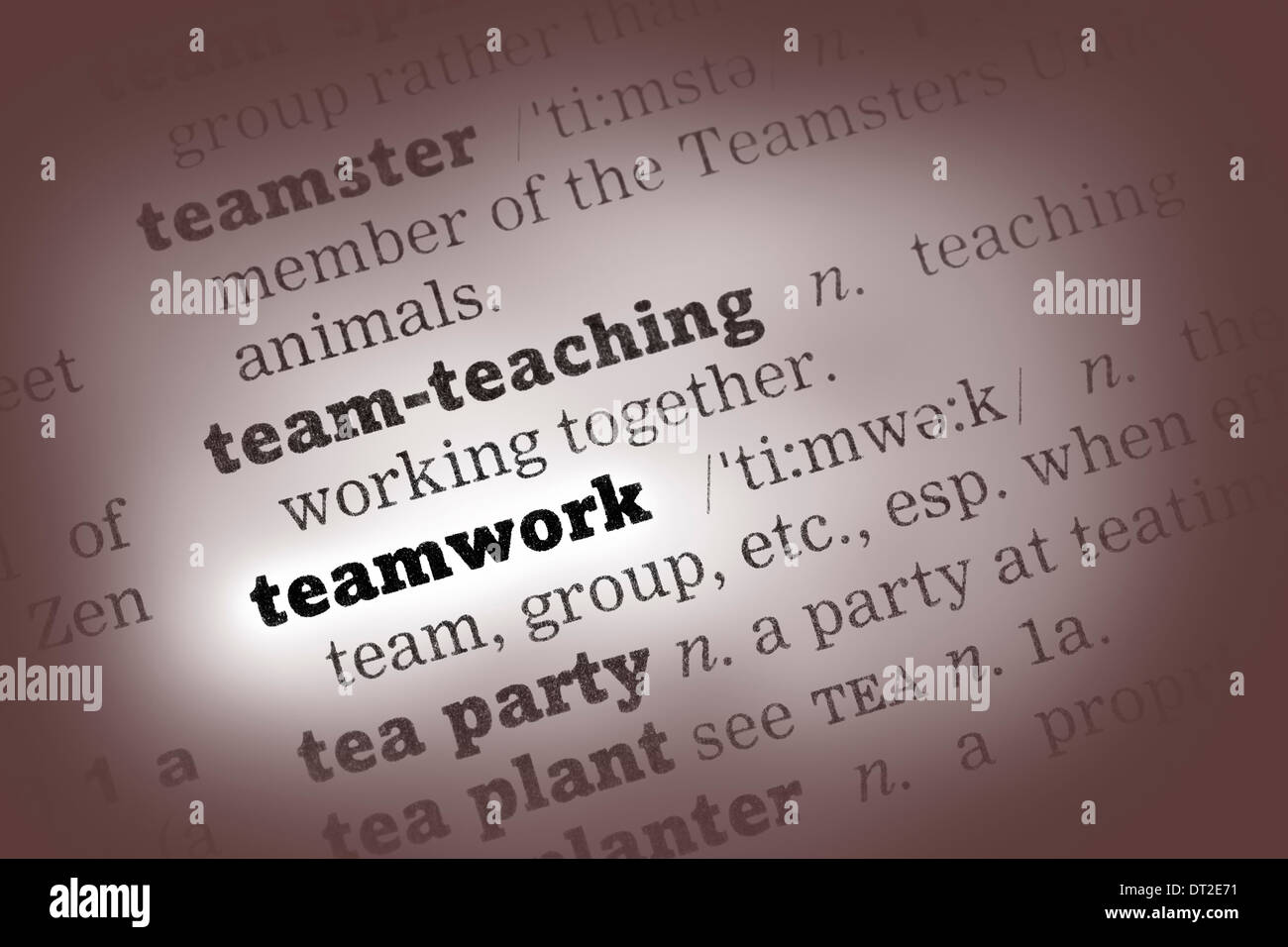 Teamwork Dictionary Definition closeup black and white Stock Photo - Alamy