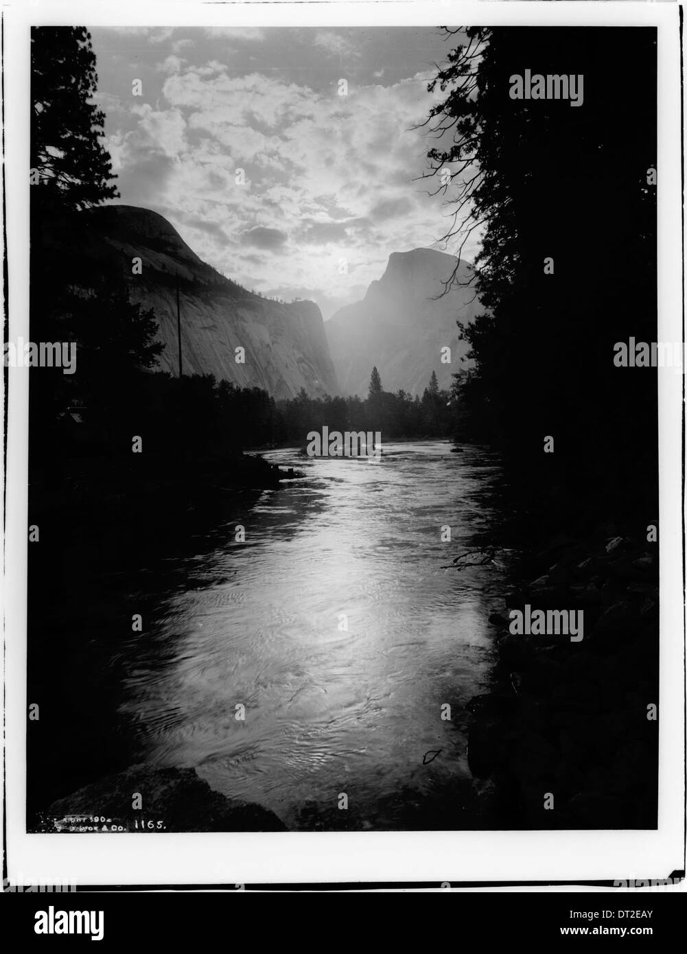 Moonlight shines on the Merced River in Yosemite National Park ...