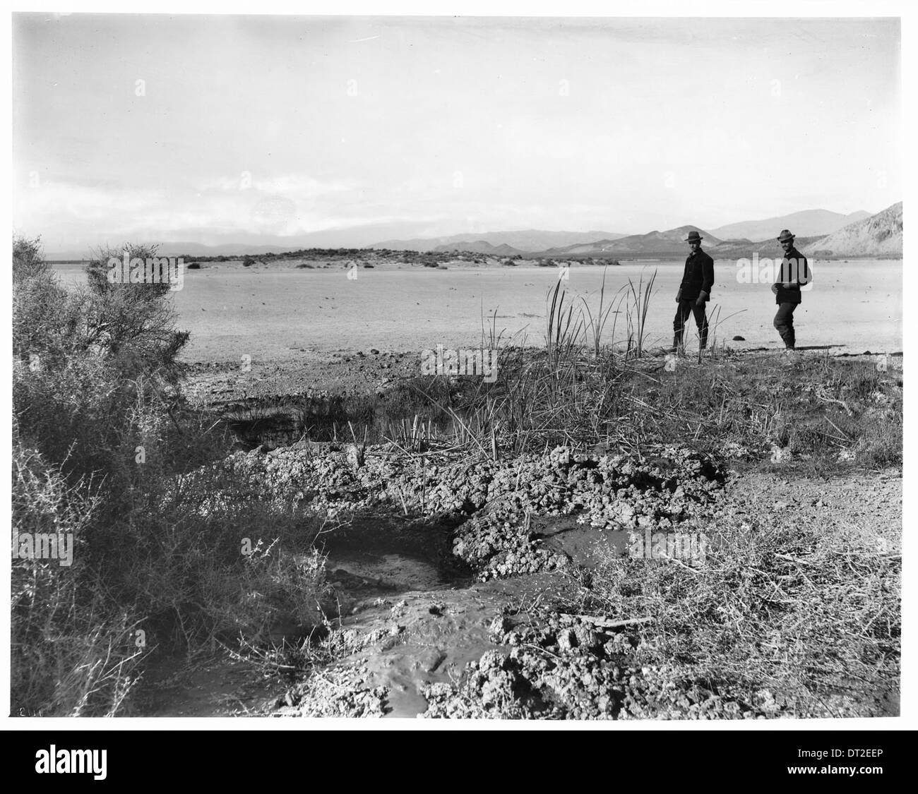 A photograph of the mud springs and a large sink on the Mojave Desert ...