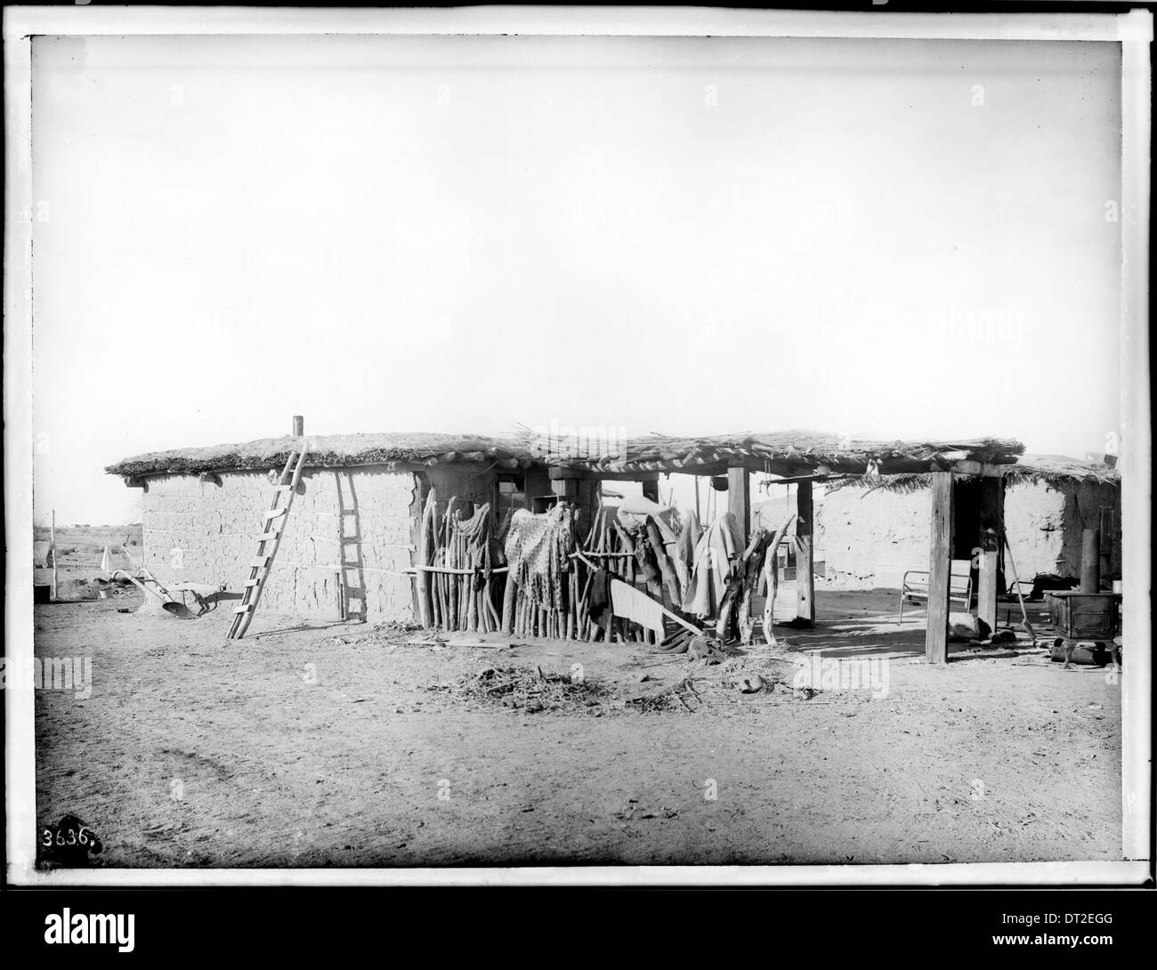 A photograph of the Native Pima Indian summer dwelling of Ben Brown in ...