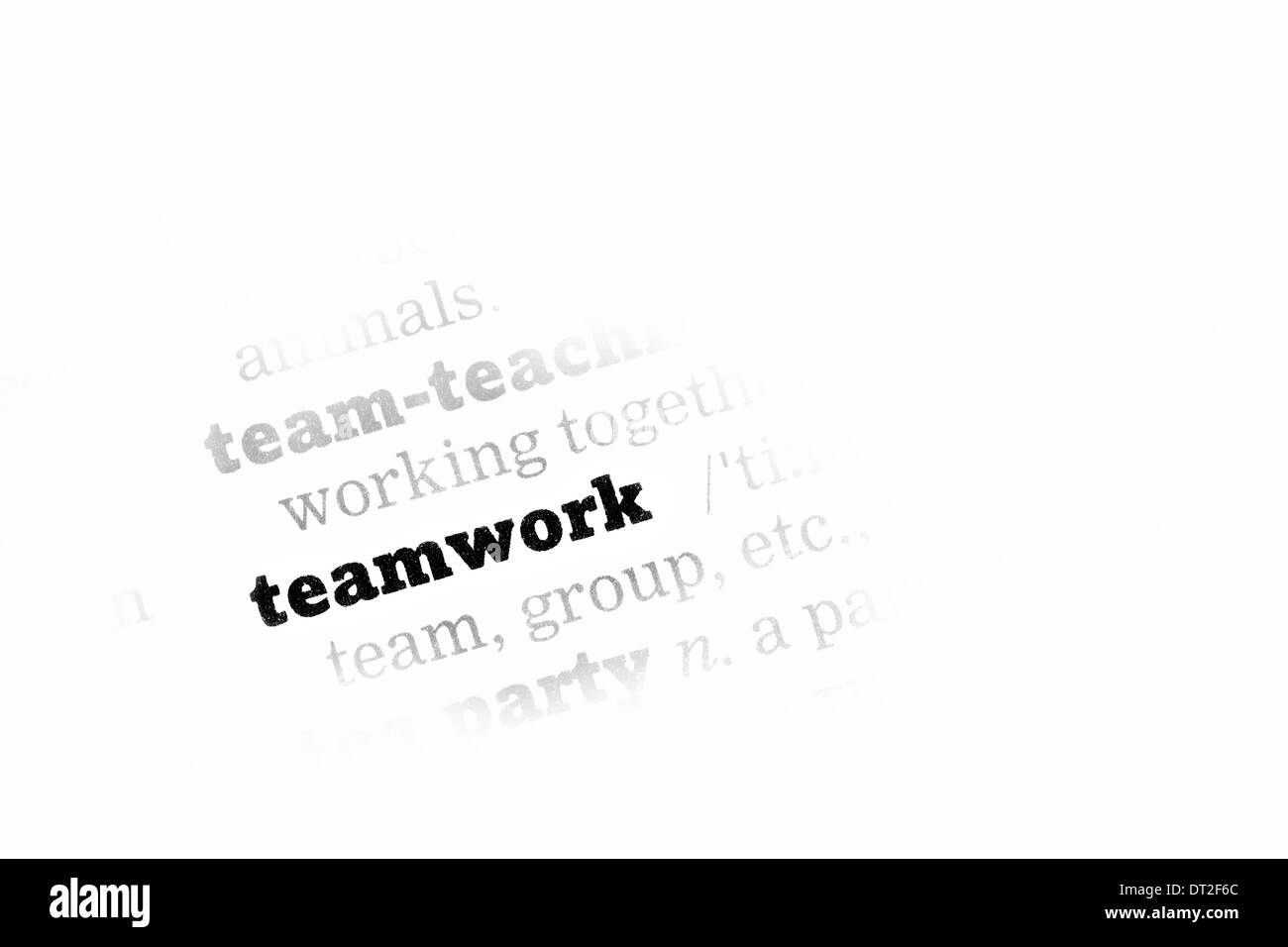 Teamwork Dictionary Definition closeup black and white Stock Photo - Alamy