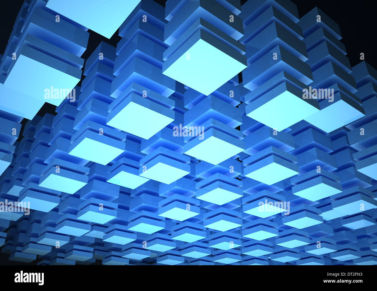 Abstract digital background with array of blue boxes Stock Photo - Alamy