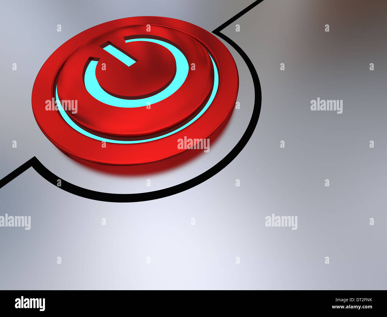 Red on-off button illustration with glowing blue light Stock Photo - Alamy