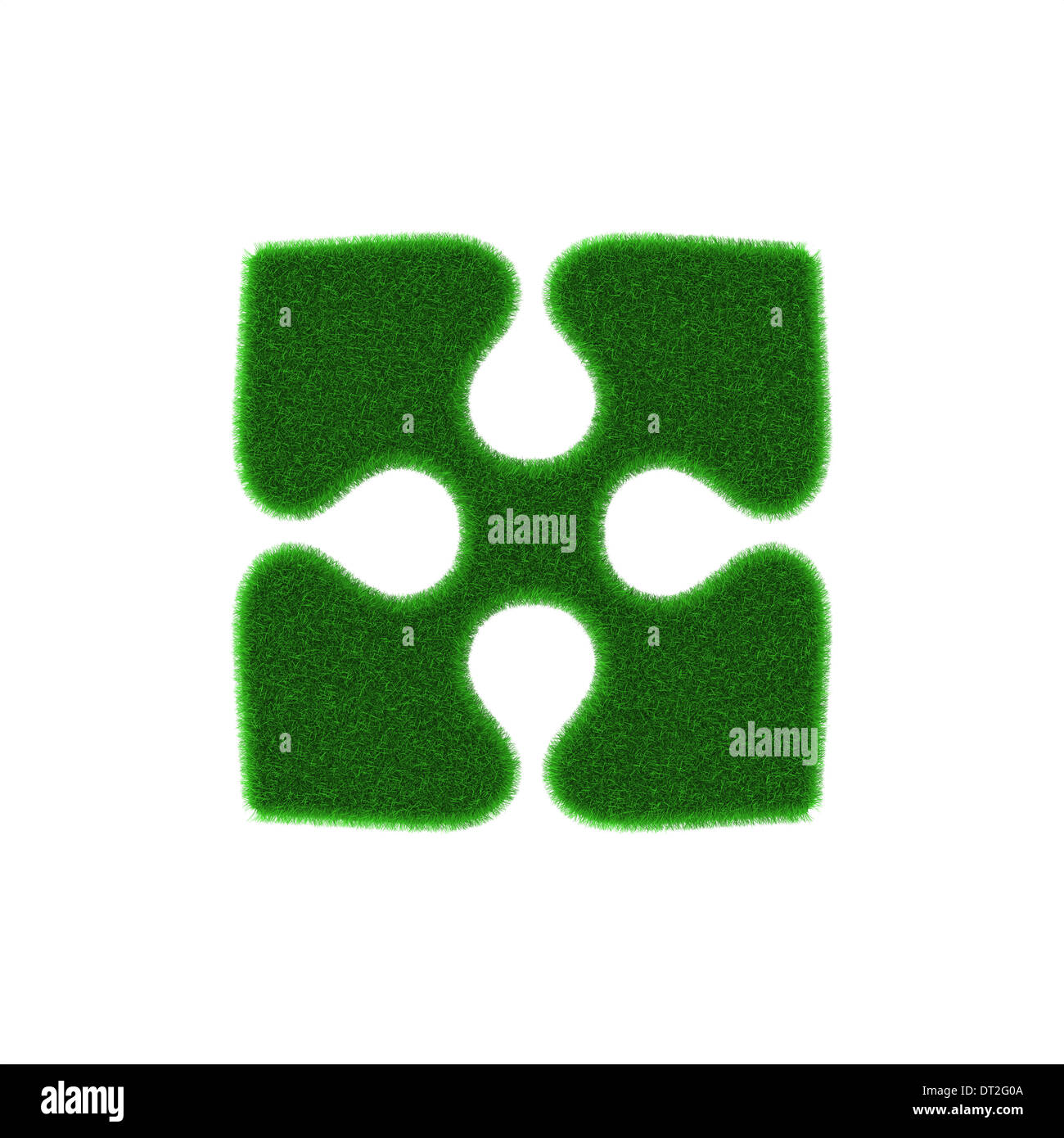 Green puzzle piece made of grass isolated on white background Stock ...