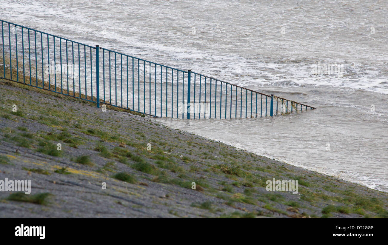Extreme high tide at the dikes of the dutch coastal works Stock Photo ...